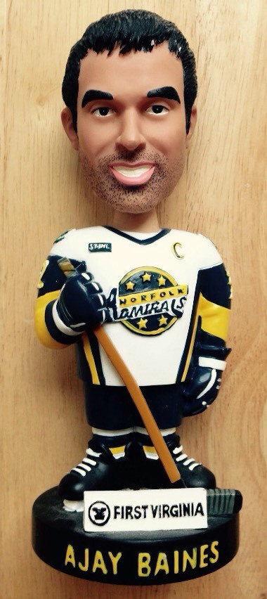 AJAY BAINES, NORFOLK ADMIRALS ECHL HOCKEY TEAM BOBBLEHEAD DOLL SGA ...