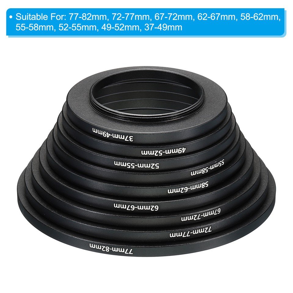 9 Pack Step Up Rings Set Lens Filter Adapter Ring for Camera Lenses ...