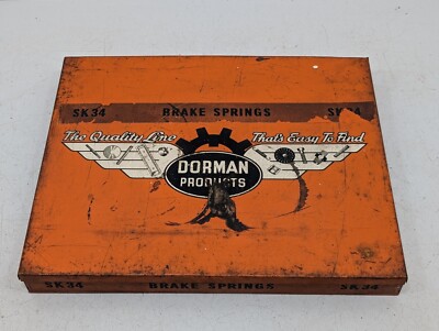 VINTAGE DORMAN PRODUCTS METAL TIN BOX BRAKE SPRING HARDWARE CABINET ...