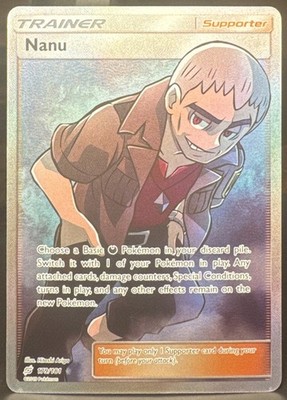Pokemon TCG Nanu (Full Art) 179/181 Sm-Team Up Full Art Holo Trainer ...