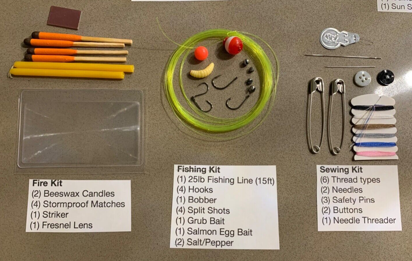 🆘 Emergency Bug Out Survival Prepper Kit Fire Fishing First Aid Sewing ...