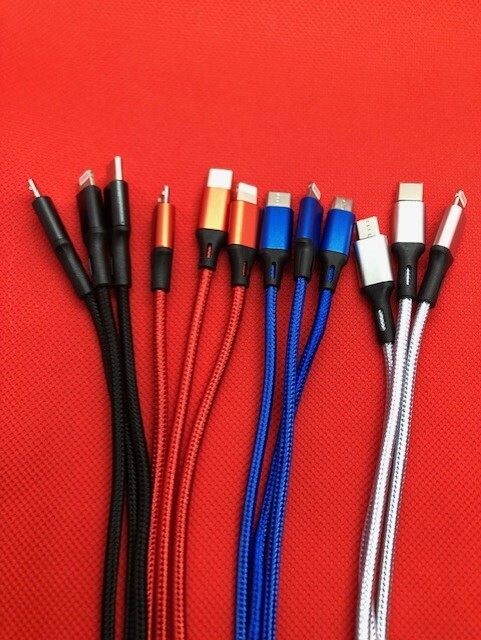 3 in 1 Multi Head USB Charger Charging Cable for Most Devices -5 ...
