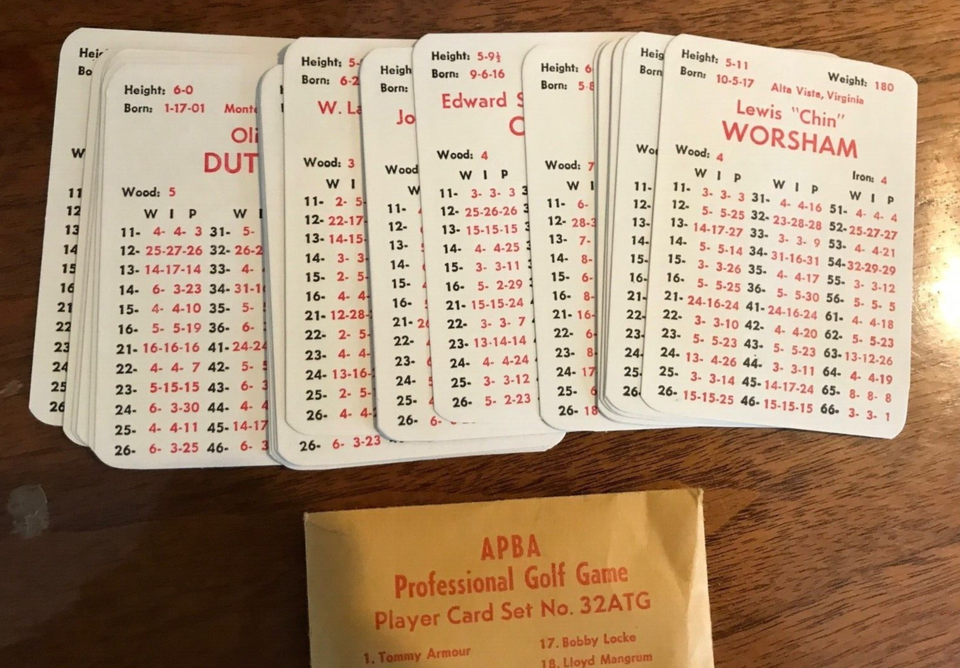 APBA Professional Golf Game Player Card Set No. 32ATG - NOT COMPLETE | eBay