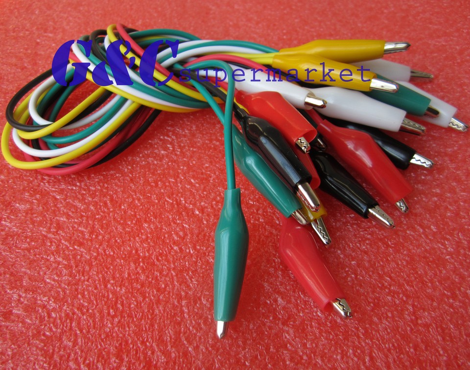 20PCS 50cm Double-ended Crocodile Clips Cable Alligator Clips testing ...