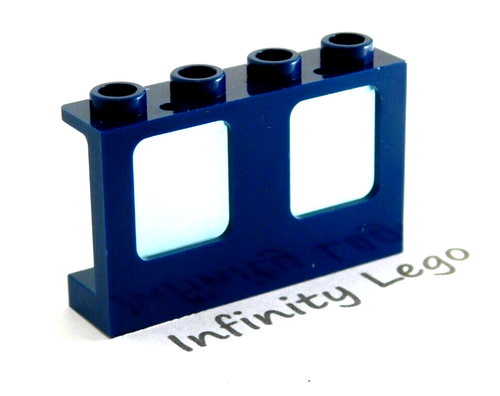 4 LEGO Dark Blue Double Window 1x4x2 with Trans-Light Blue Glass 61345 ...