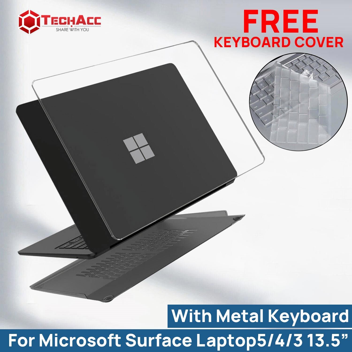 For Microsoft Surface Laptop 3 4 5 13.5 15" Go 2/3 12.4" Clear Case ...