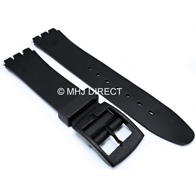 Black 17mm Fitting 20mm Width Resin Plastic Watch Strap Fits Swatch ...