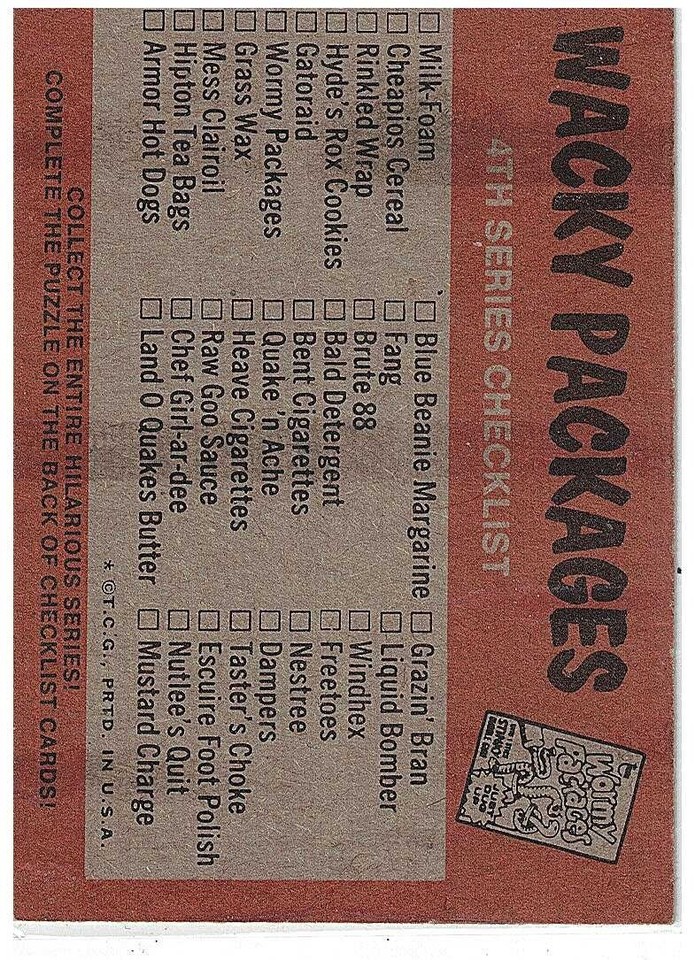1973 Topps Original Wacky Packages 4th Series Bottom Left Puzzle Piece ...