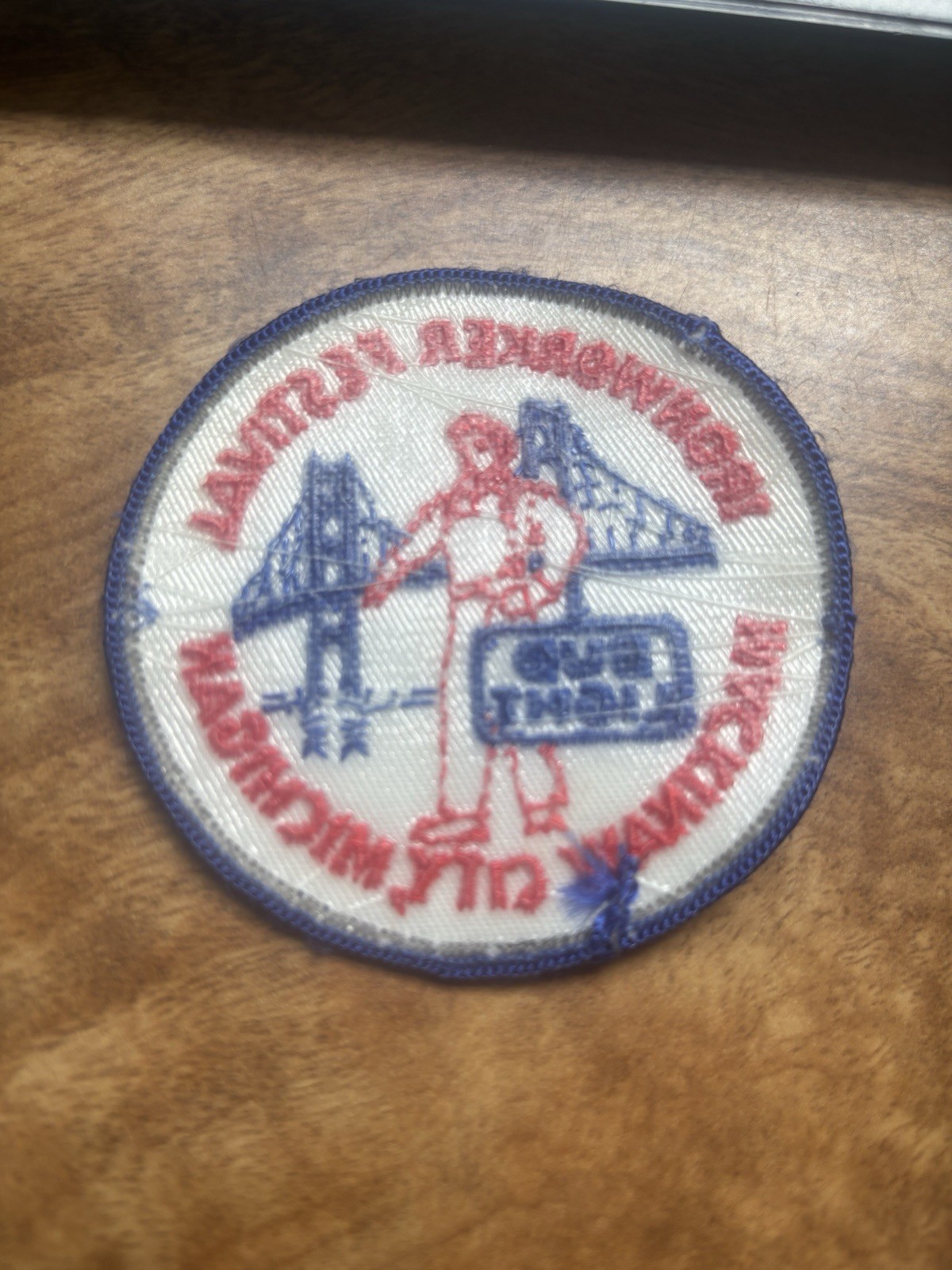 Ironworker Festival Mackinaw MI PATCH RARE 3” Vtg 70s 80s Retro Bud ...
