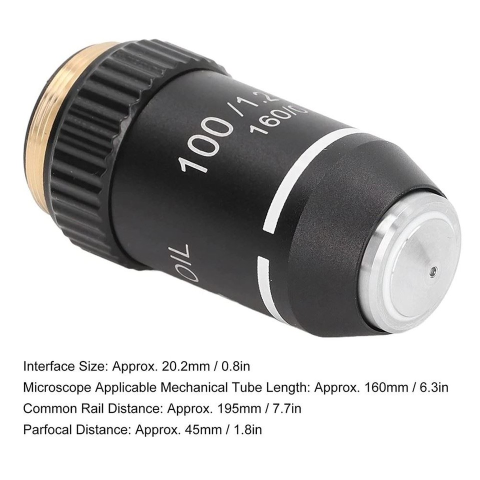 Biological Microscope Lens 100X Oil High Objective Interface | eBay