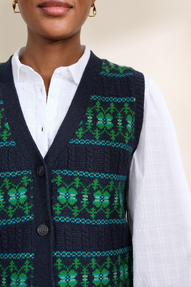 Seasalt Women's Regular Partridge Fair Isle Waistcoat Vest Porcelain ...