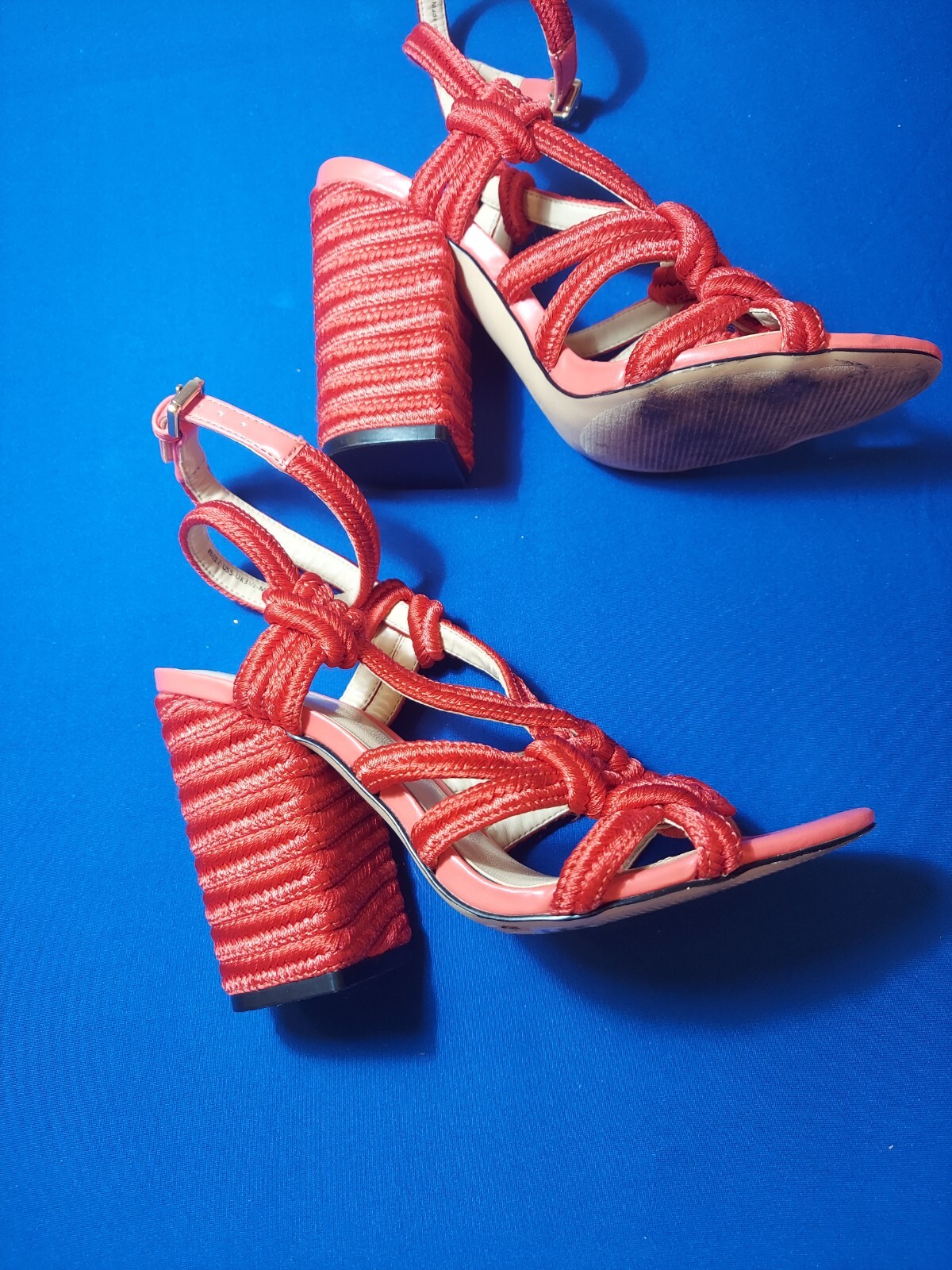 Cabi Bright Red Knotted Rope Ankle Strap Sandal Pumps… - Gem