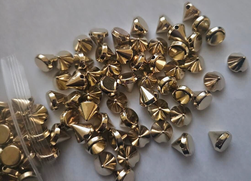 CraftbuddyUS 100pcs Acrylic 10mm Dull Gold Cone Spike Sew On Studs, DIY ...