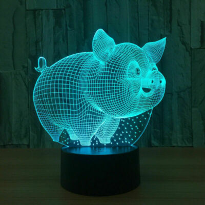 LED Baby Night Light 7 Color Change PIG Desk Lamp Lovely Cute Pig Night ...
