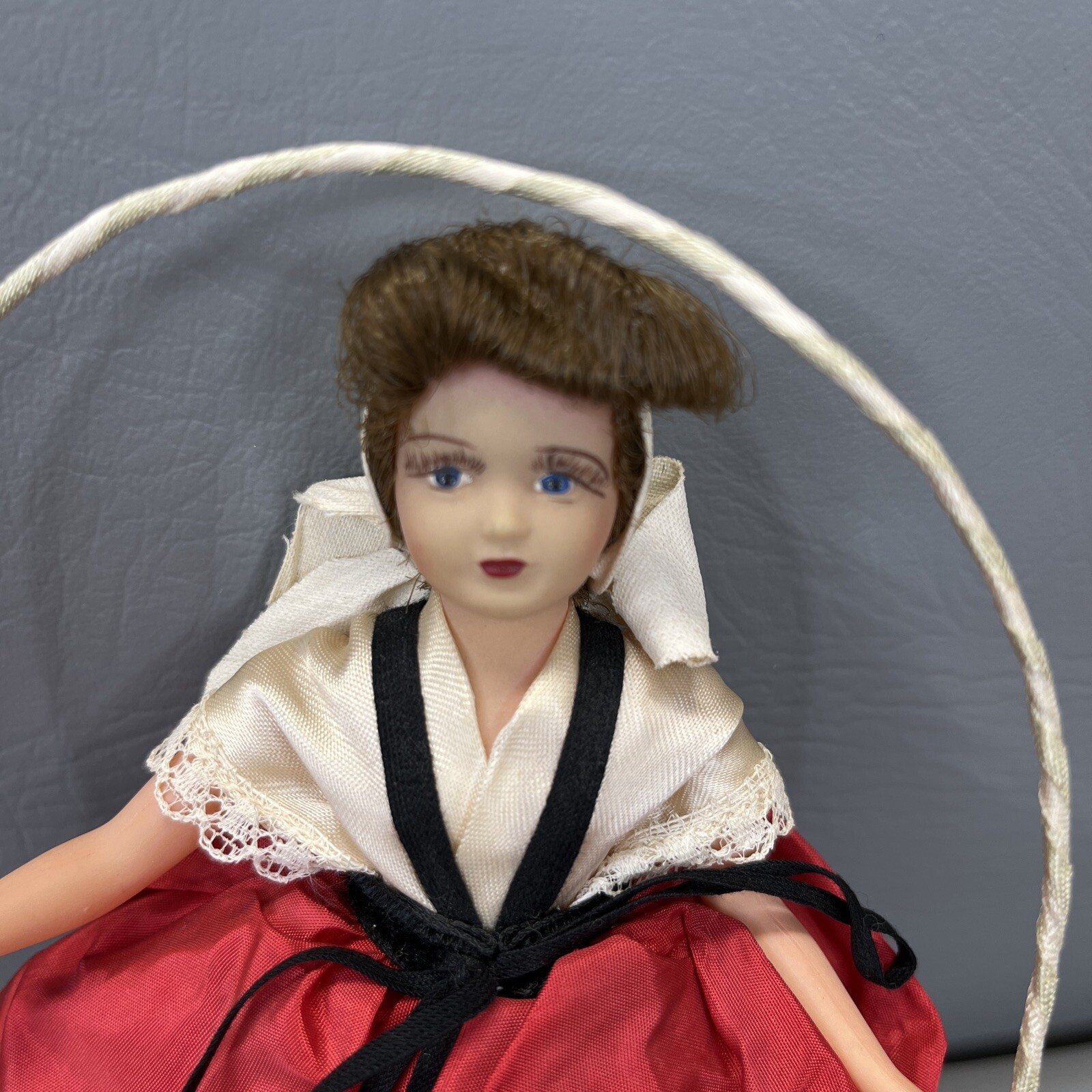 Vintage Antique Celluloid Doll Jump Roping Red Folk Dress String ...