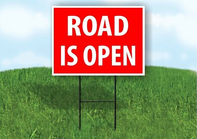 ROAD IS OPEN RED Plastic Yard Sign ROAD SIGN with Stand | eBay