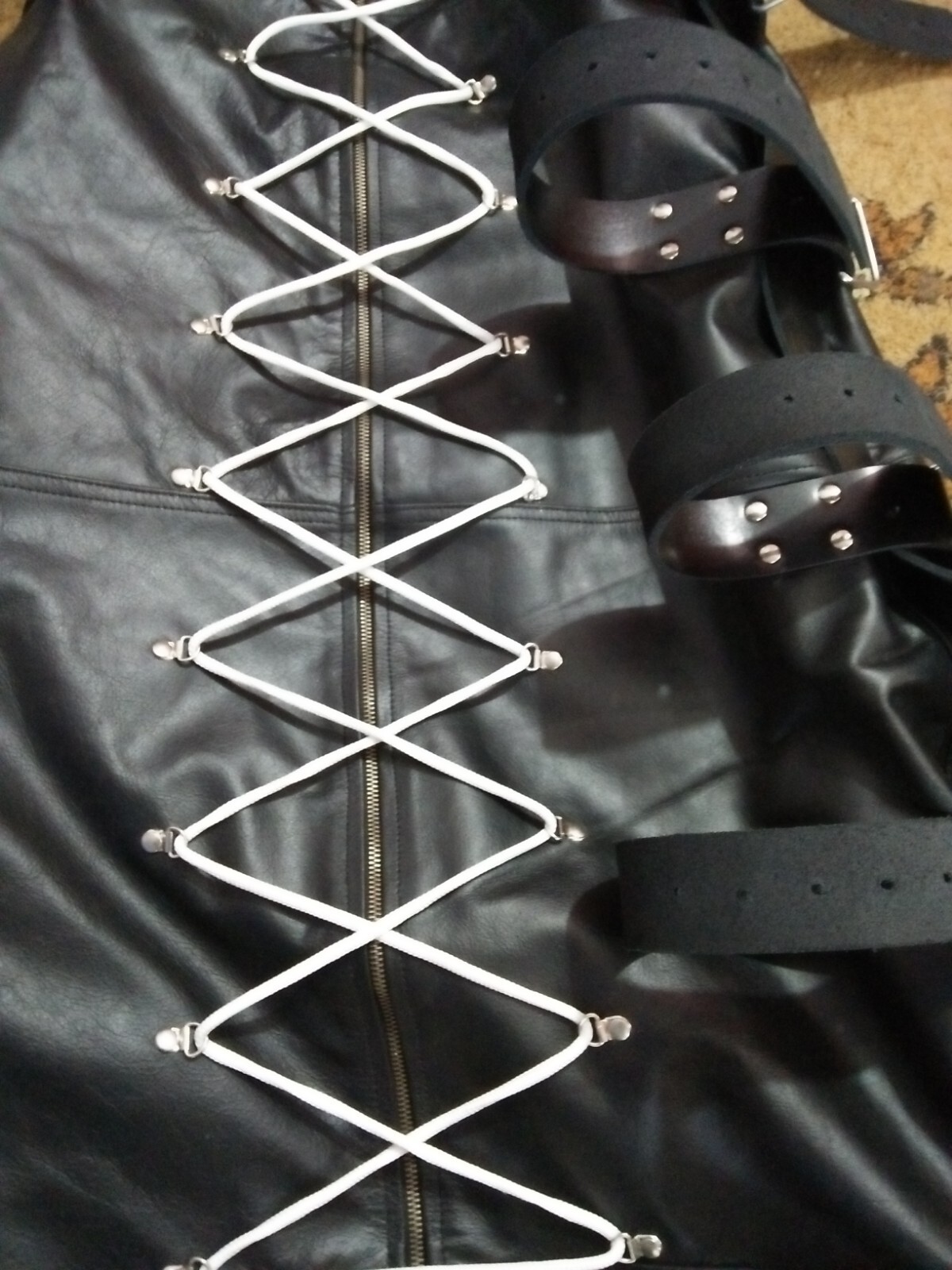 STRONG HEAVY DUTY GENUINE LEATHER BONDAGE STRAIGHT BINDER SLEEP SACK ...