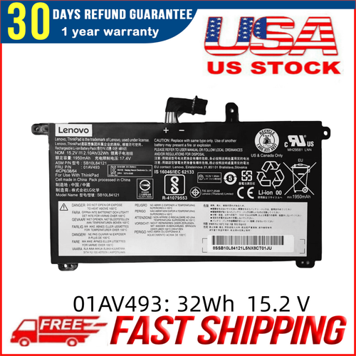 Genuine 01AV493 Battery for Lenovo ThinkPad T570 T580 P51s P52s 00UR891 ...