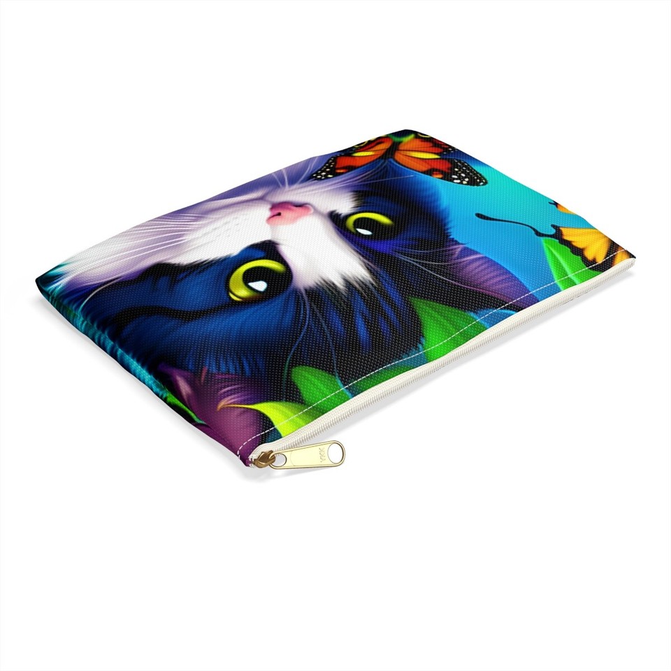 Accessory Pouch Cosmetic Bag Tuxedo Cat 690 Butterfly AI digital ...
