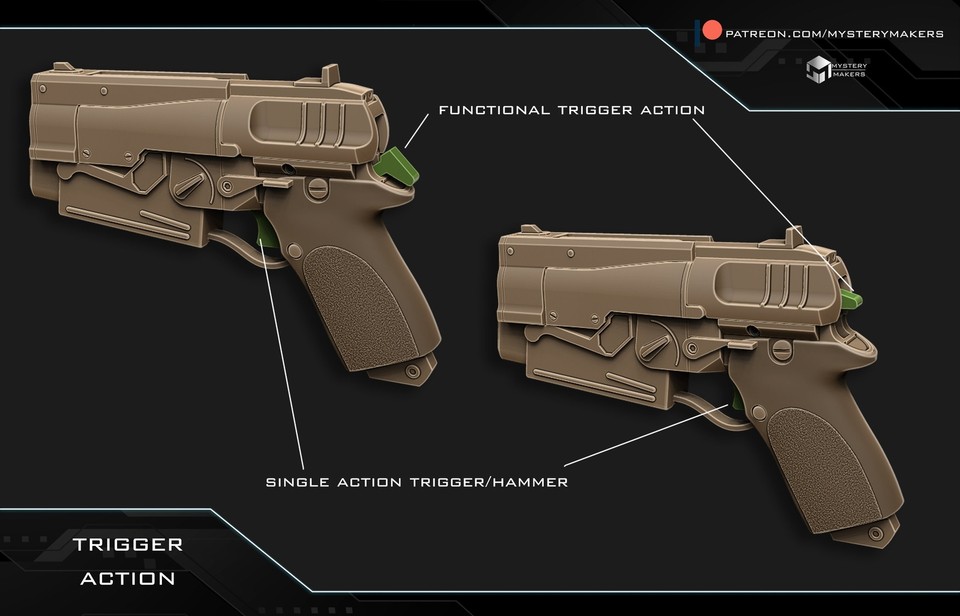 Fallout 10mm working trigger 3d printed kit or fully assembled painted ...