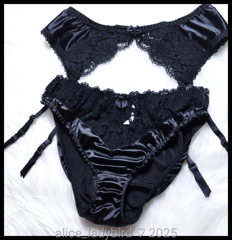 2pc Vintage VICTORIA'S SECRET Satin PANTIES Second Skin GARTER BELT ...