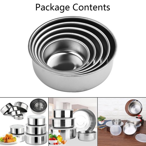 56 Parts Home Mixing Stainless Steel 3 Storage Bowl Set With 3 Plastic ...