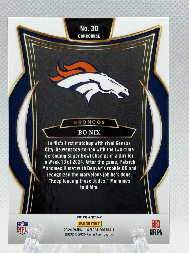 2024 Select Bo Nix Rookie Green & Yellow Prizm Shock Concourse Level RC ...