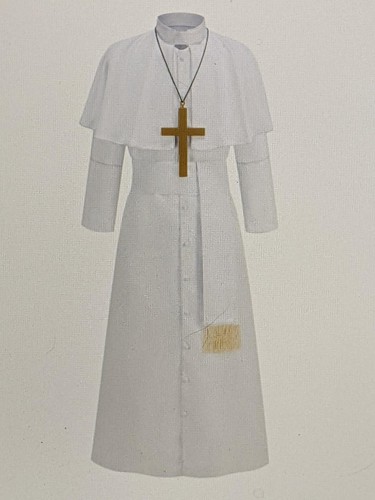 GRAJTCIN Priest Cardinal Pope Costume Sz L White Robe Cape Belt Sash ...