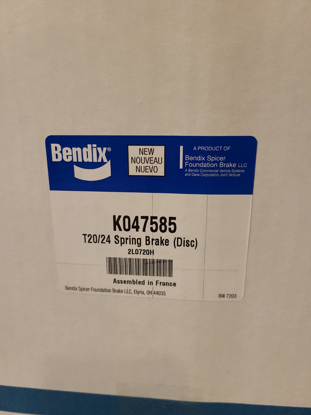 BENDIX SPRING BRAKE-DISC T20/24 PART# K047585 | eBay