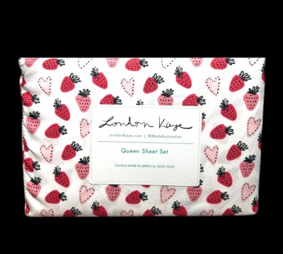 London Kaye QUEEN Sheet Set Strawberries - QUEEN Sheets 🍓 NWT | eBay