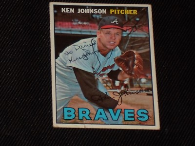 KEN JOHNSON 1967 TOPPS ROOKIE SIGNED AUTOGRAPHED CARD #101 ATLANTA ...