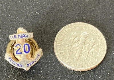 Vintage USN U.S. Navy 20 Years Federal Service Award Anchor Lapel Pin ...