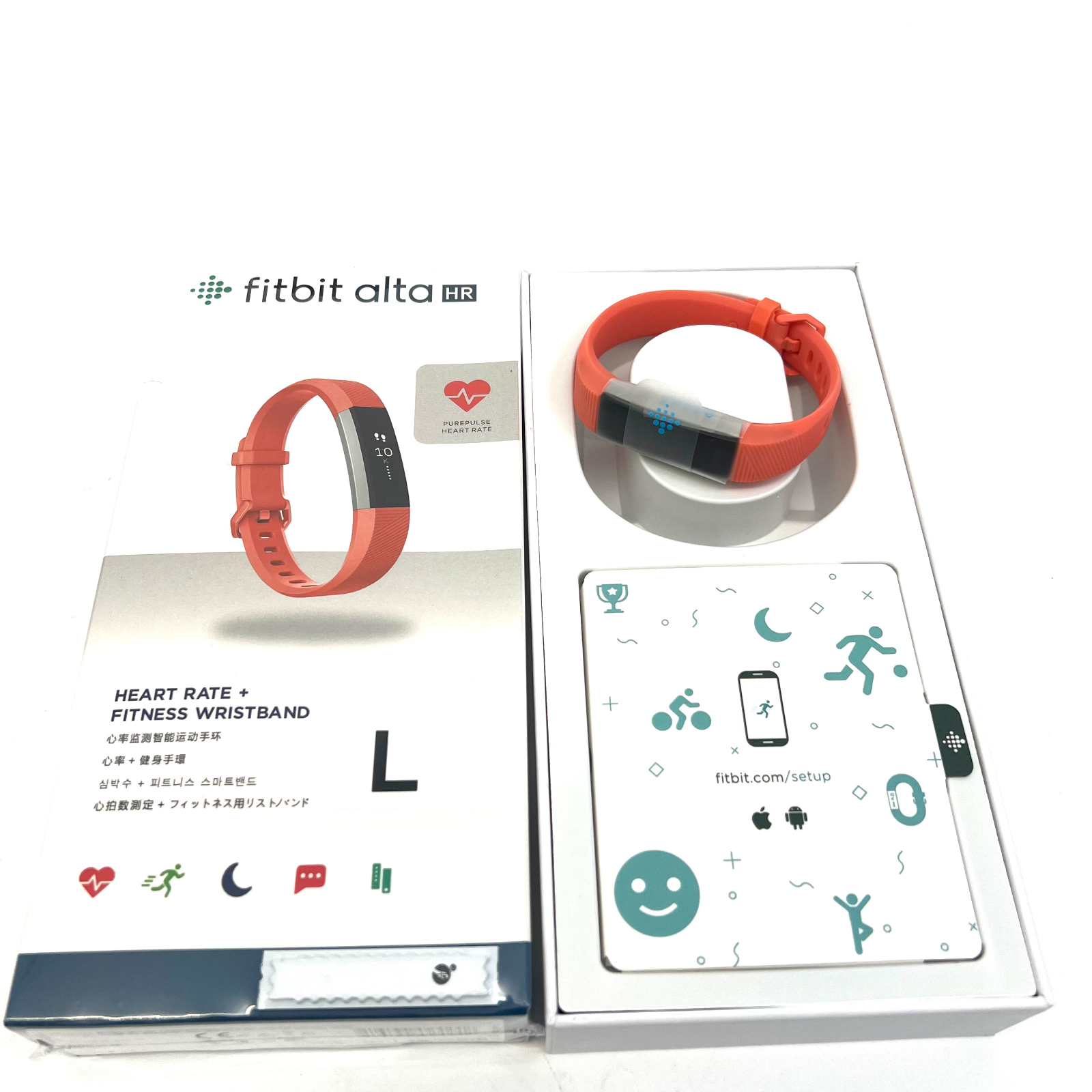 New Fitbit Alta HR Fitness Watch Black/Orange/Purple/Blue Size:Small or ...