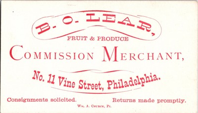 Antique B.O. Lear Fruit & Produce Commission Merchant Philadelphia PA ...