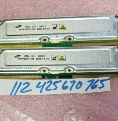512MB KIT 2X 256MB RAMBUS RIMM 800-40 184PIN DIMM NON-ECC PC DESKTOP ...