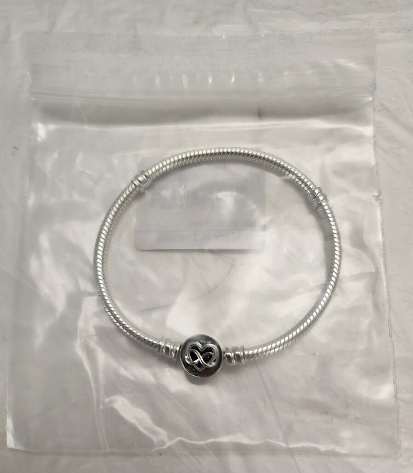 Pandora Moments Heart Infinity Clasp Snake Chain Bracelet #599365C00-17 ...