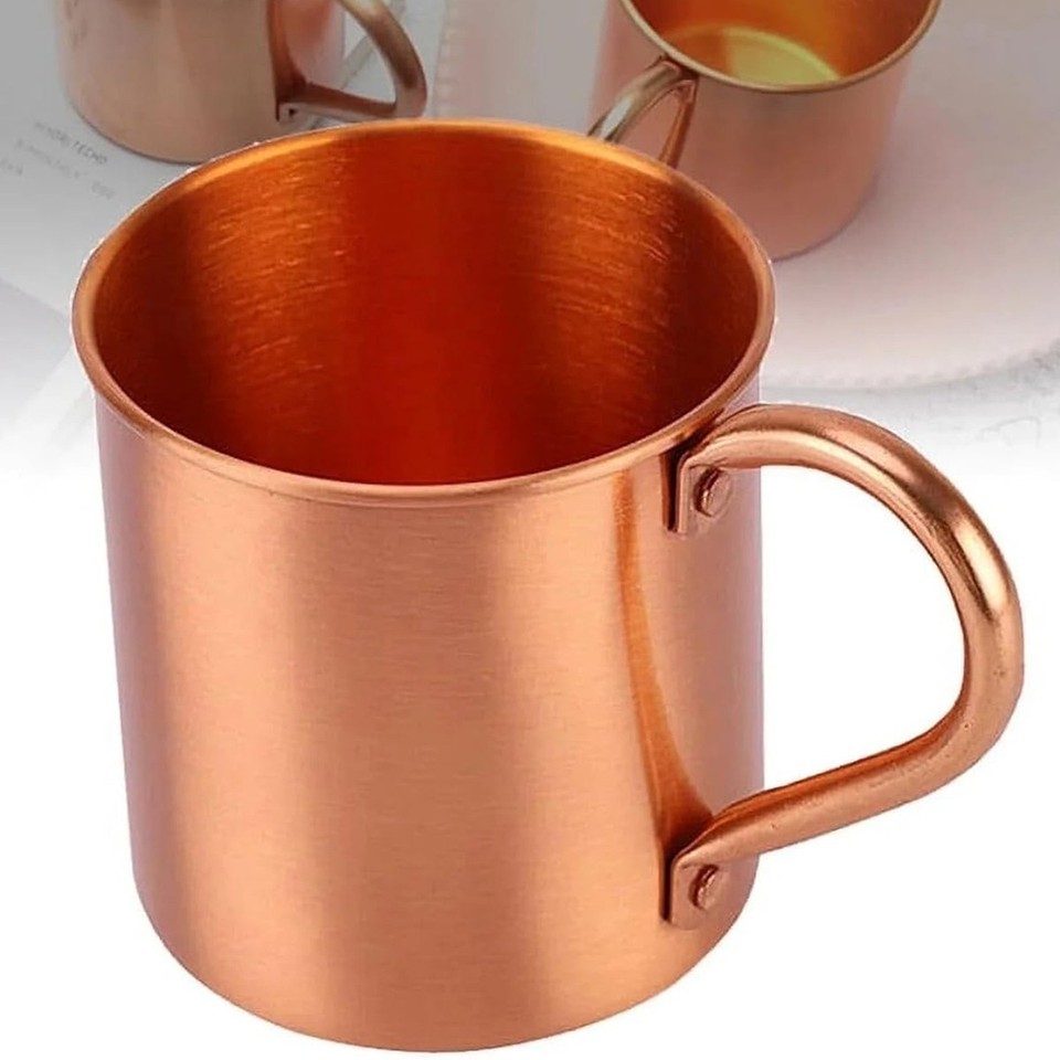 Copper Mugs (410ml), Handcrafted Smooth Rounded Lip Ergonomic Handle ...