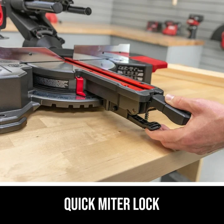 10 Amp 7-1/4" Single Bevel Miter Saw with Compact Rail System & LED ...