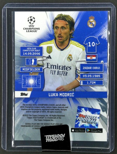 2023-24 Topps Total Football #49 Luka Modric First Edition /99 Real ...