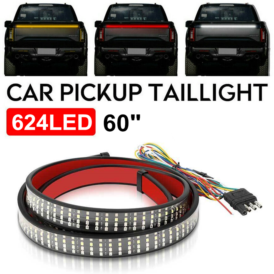 60" For GMC 4Row Cab Truck LED Tail Light Strip Bar Turn Signal Rear ...