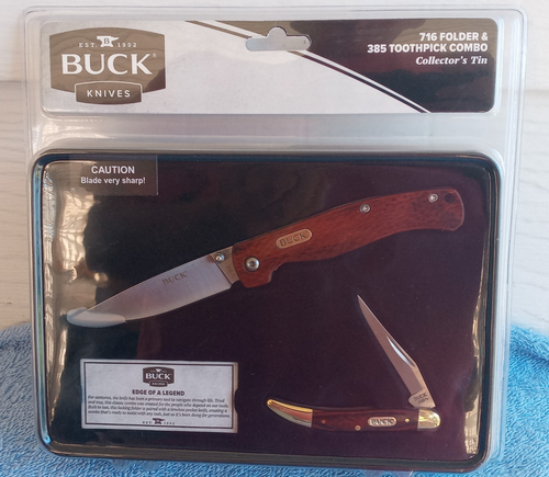 Buck Knife Set & Outdoorsman Tin (716 Folder & 385 Toothpick Combo) Tin ...