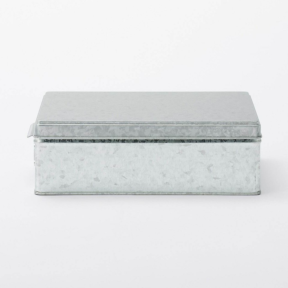MUJI MoMA Small Galvanized Iron Box 7.5 in × 10.6 in × 3.3 in Silver ...