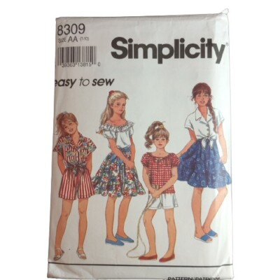 Simplicity 8309 Pattern Girls Shorts Skirt Top Shirt Ruffle Pull-On 7-10 Cut | eBay