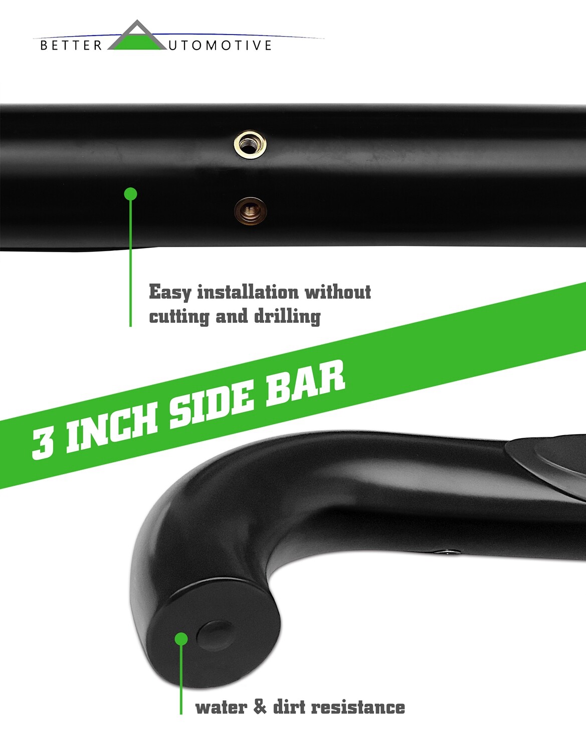 3" Black Side Step Rails for 2006-2010 Hummer H3 Nerf Bars Running ...