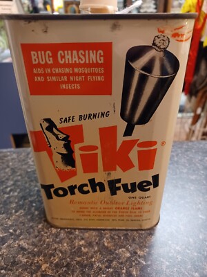 VTG Tiki Torch Fuel Tin Can One Quart Bug Chasing Safe Burning | eBay