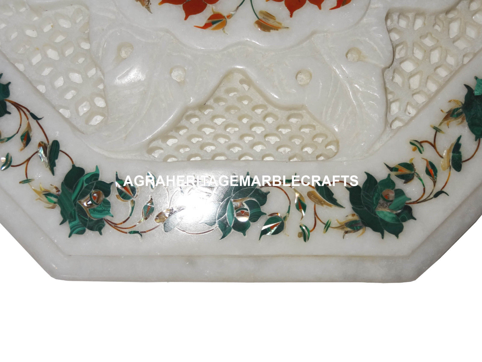 14" Marble Side Coffee Table Top Hakik Stone Decor Special Furniture ...