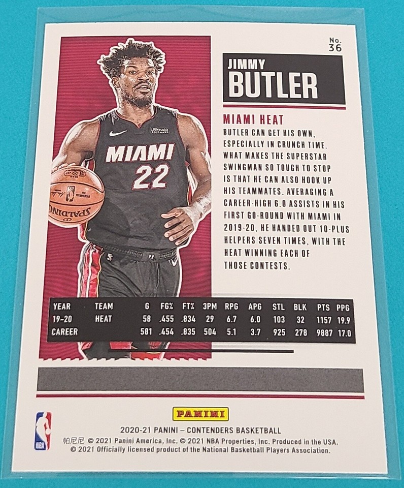 2020 Panini Contenders #36 Jimmy Butler Miami Heat Basketball Card P2 ...