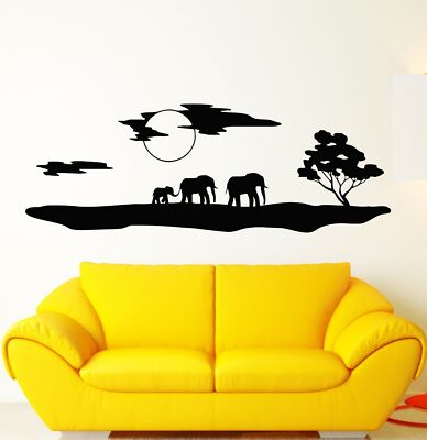 Wall Stickers Vinyl Decal Elephants Africa Animals Landscape Nature ...