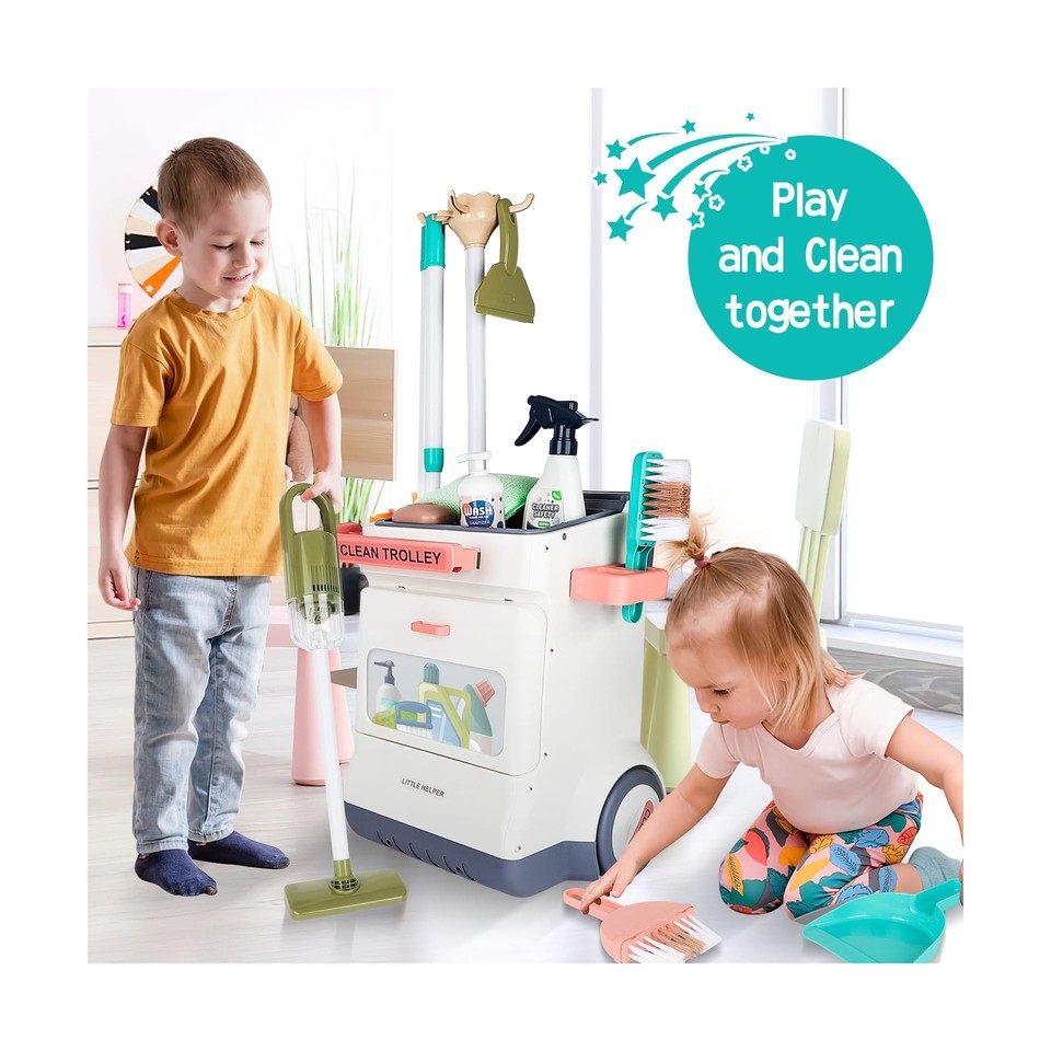 deAO Kids Cleaning Set, 20 PCS Pretend Play Housekeeping Supplies Kit ...