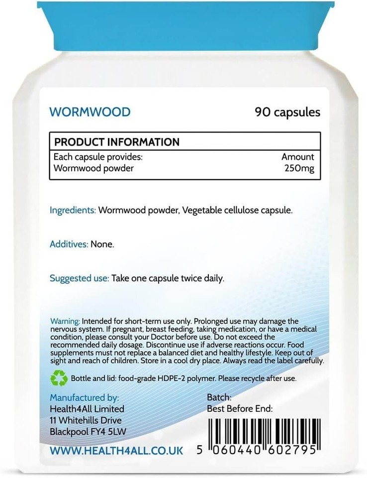PARASITE CLEANSE Wormwood GUT DETOX Dewormer For Human Worms Candida ...